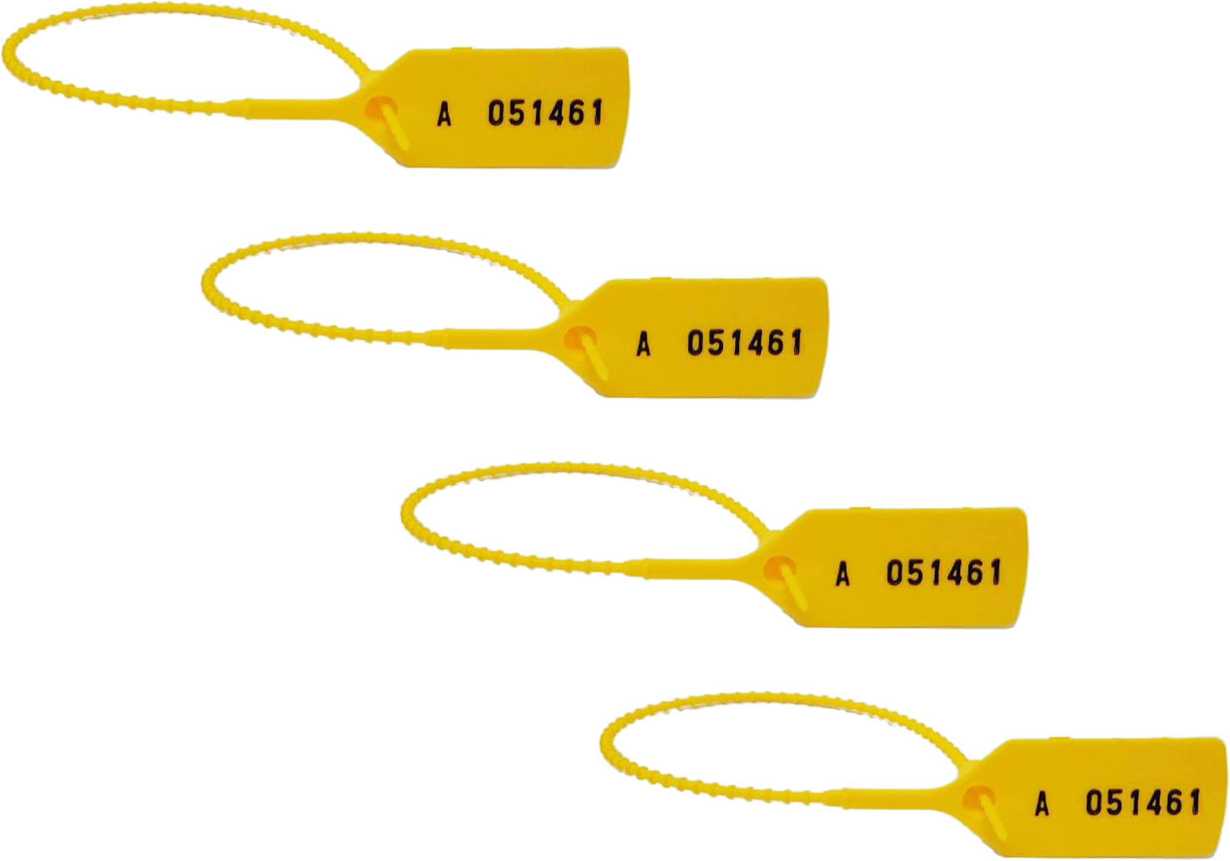 100 X YELLOW SECURITY TAGS NUMBERED PULL TIES SECURE ANTI-TAMPER SEALS ...