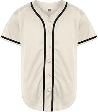 Amazon.com: QTWW INC Mens Baseball Jersey Button Down Blank Solid Color ...