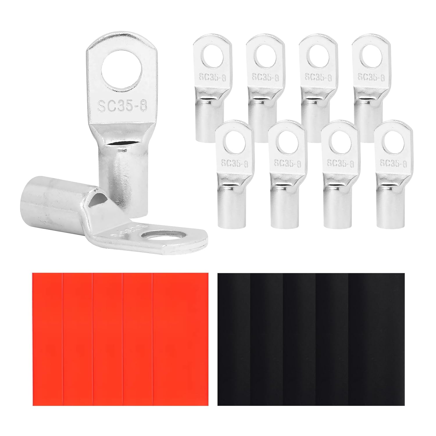 10PCS SC35-8 Tinned Copper Wire Lugs 2 AWG,Battery Cable Ends Terminal ...