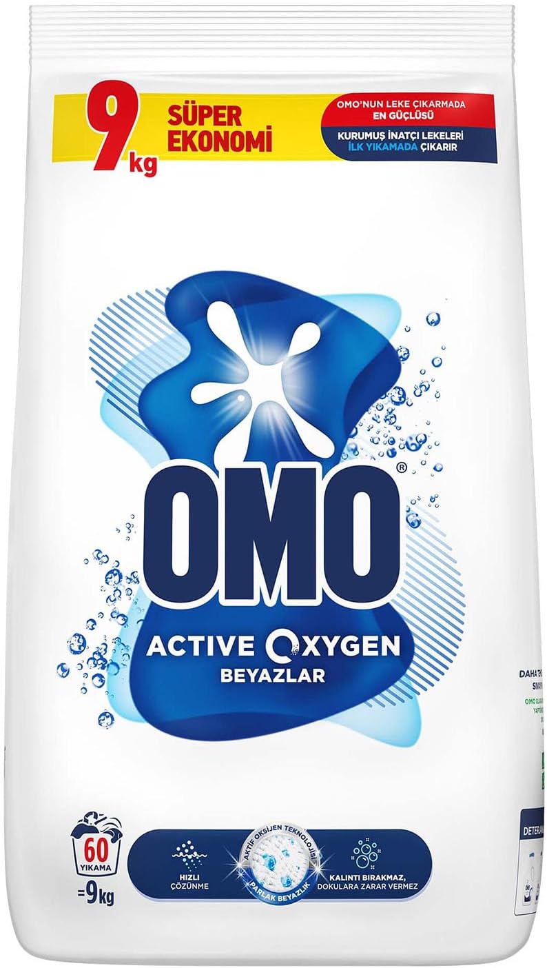 Omo Active Oxygen Beyazlar Toz Deterjanı 9 kg : Amazon.com.tr: Sağlık ...