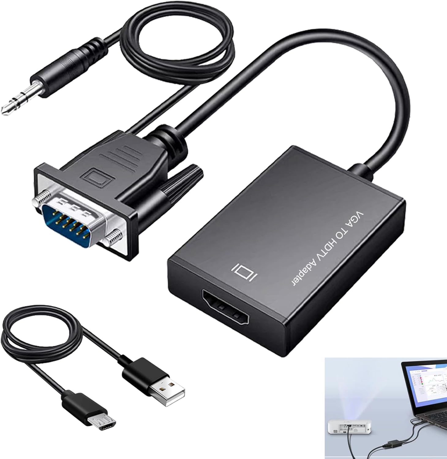 Adaptateur VGA vers HDMI, 1080p Convertisseur VGA Mâle vers HDMI ...
