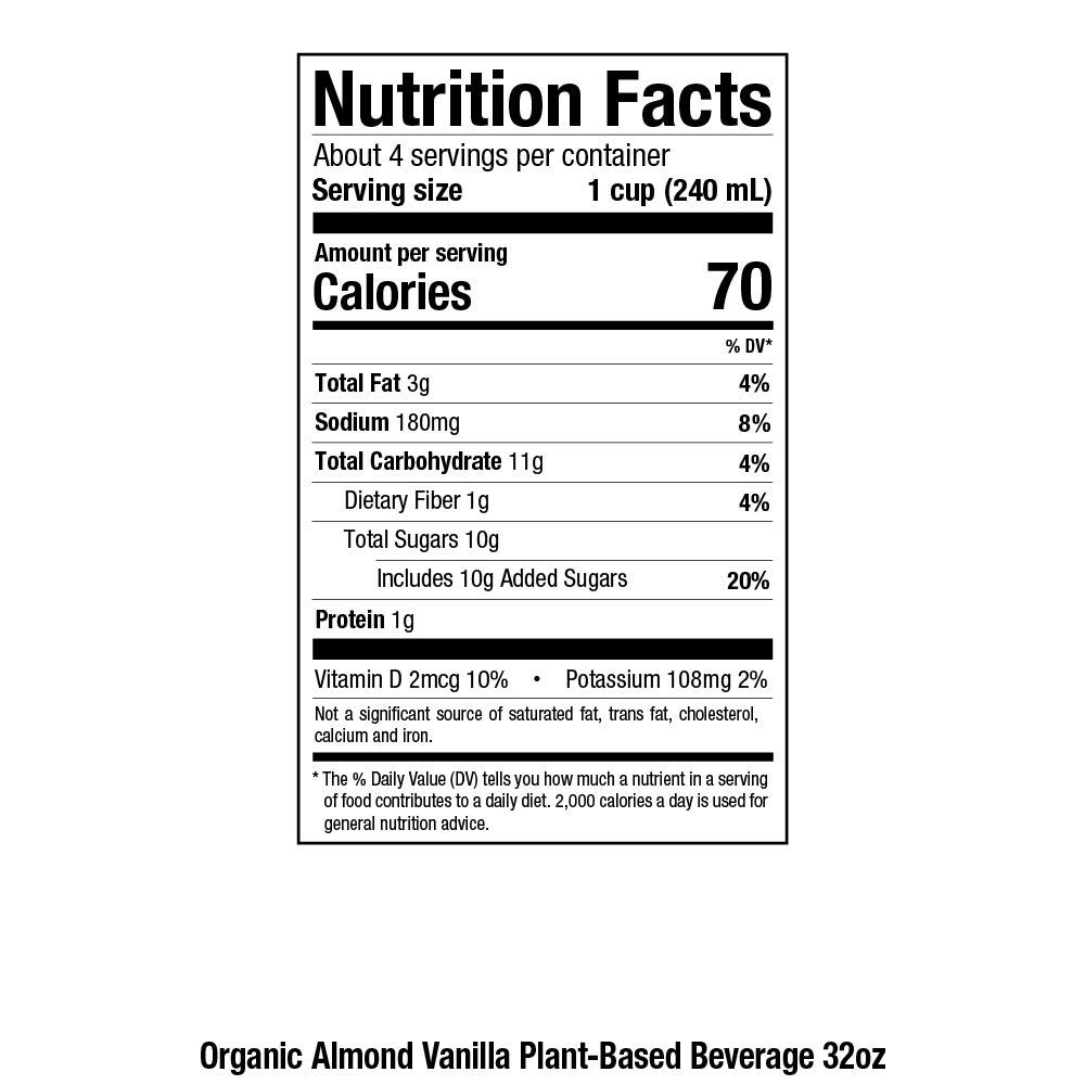 Vanilla Almond Milk Nutrition Facts
