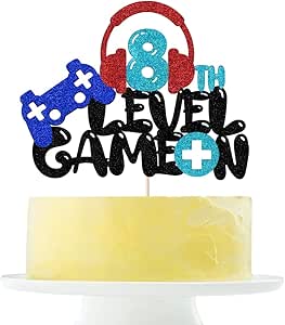 Amazon.com: 8 LEVEL UNLOCKED Birthday Cake Topper，8th Happy Birthday ...