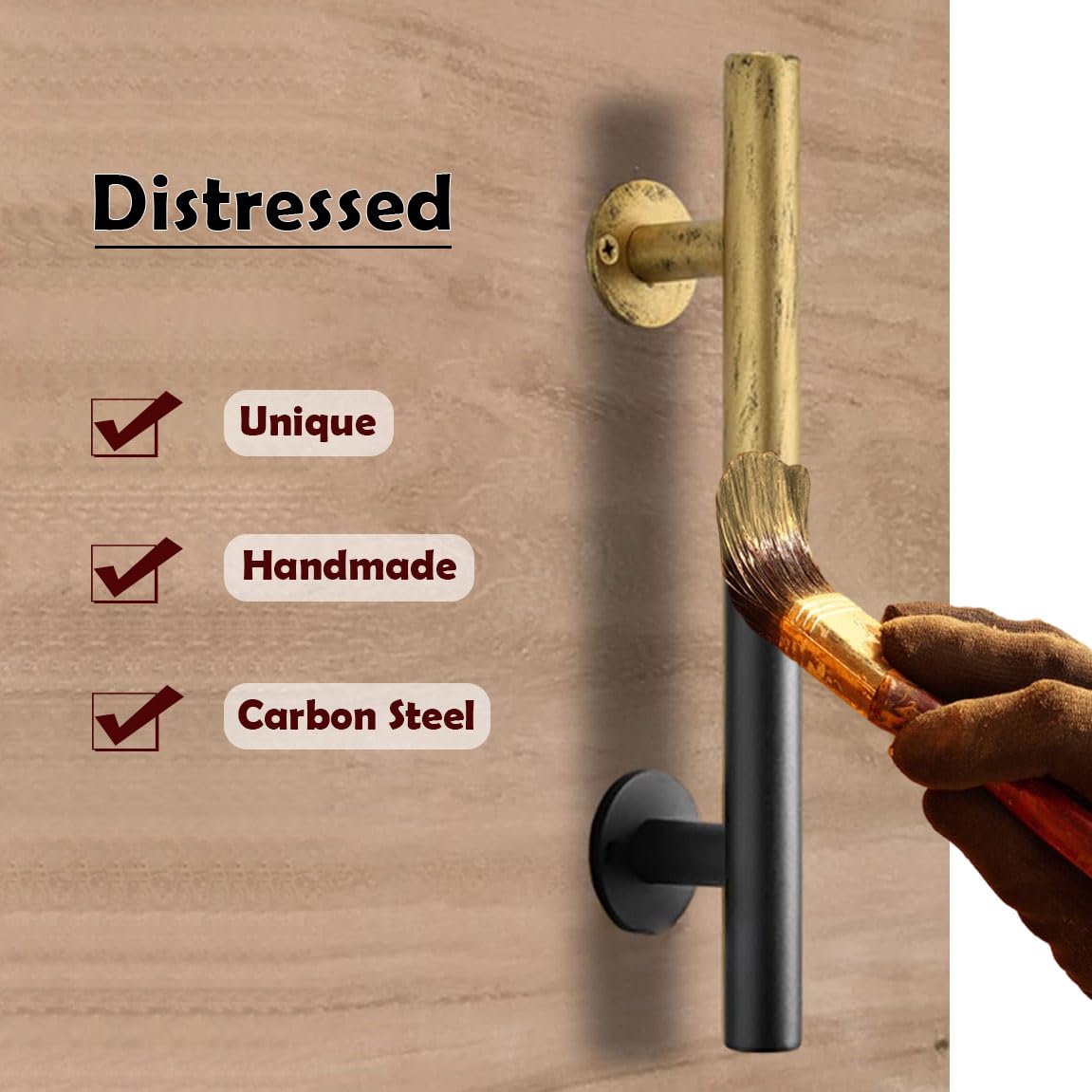 Snapklik.com : MIWOOYY 12 Inch Barn Door Handle Retro Gold - Handmade Rustic Sliding Barn Door ...