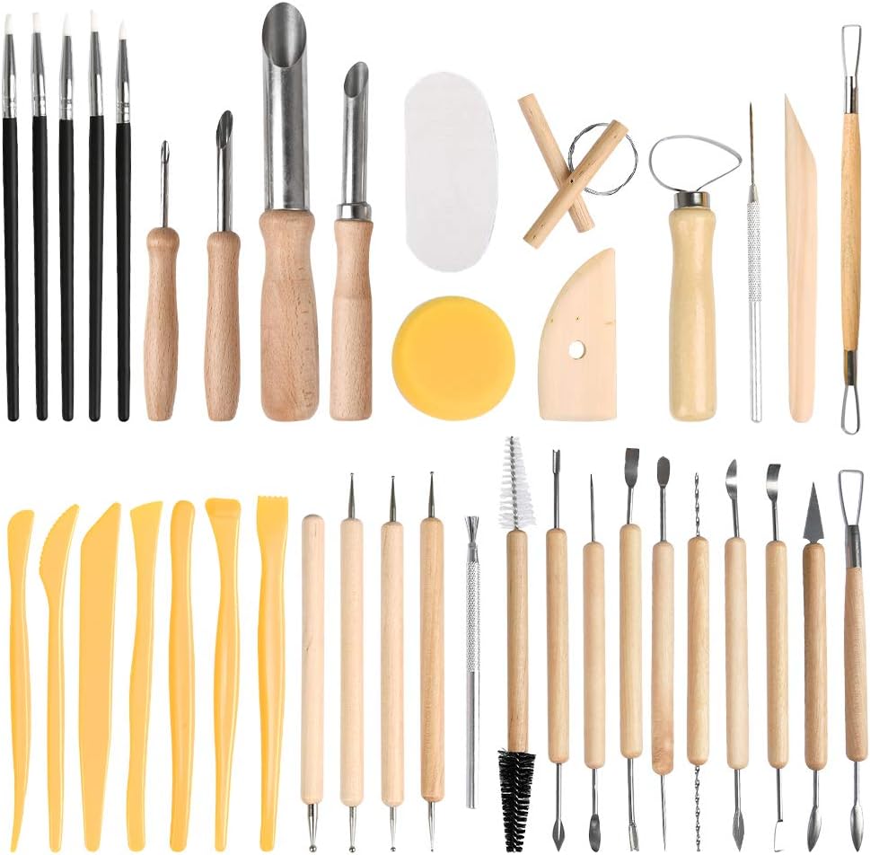 FOCCTS 40Pcs Pottery Clay Sculpting Tools, Carving Modeling Clay ...