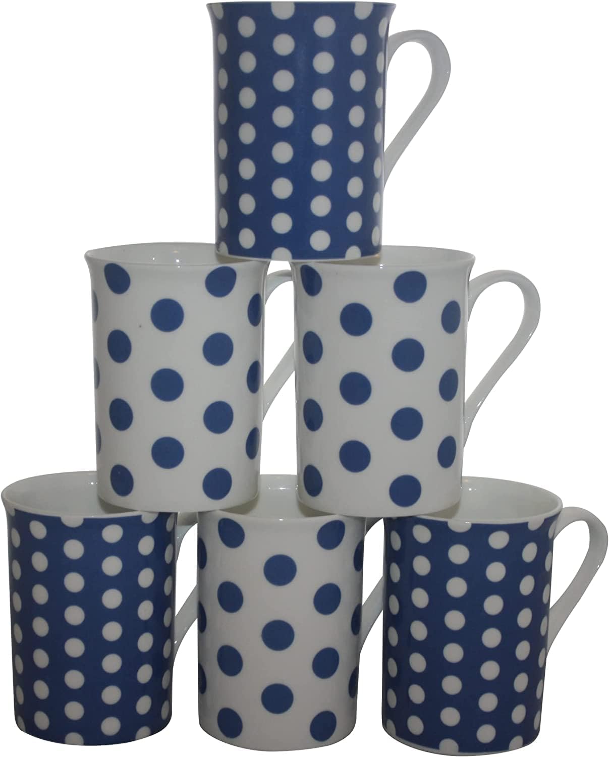 Fine Bone China Set Of 6 Blue Dots And Spots Mugs 295ml Amazon co fine-bone-china-set-of-6-blue-dots-and-spots-mugs-295ml-amazon-co