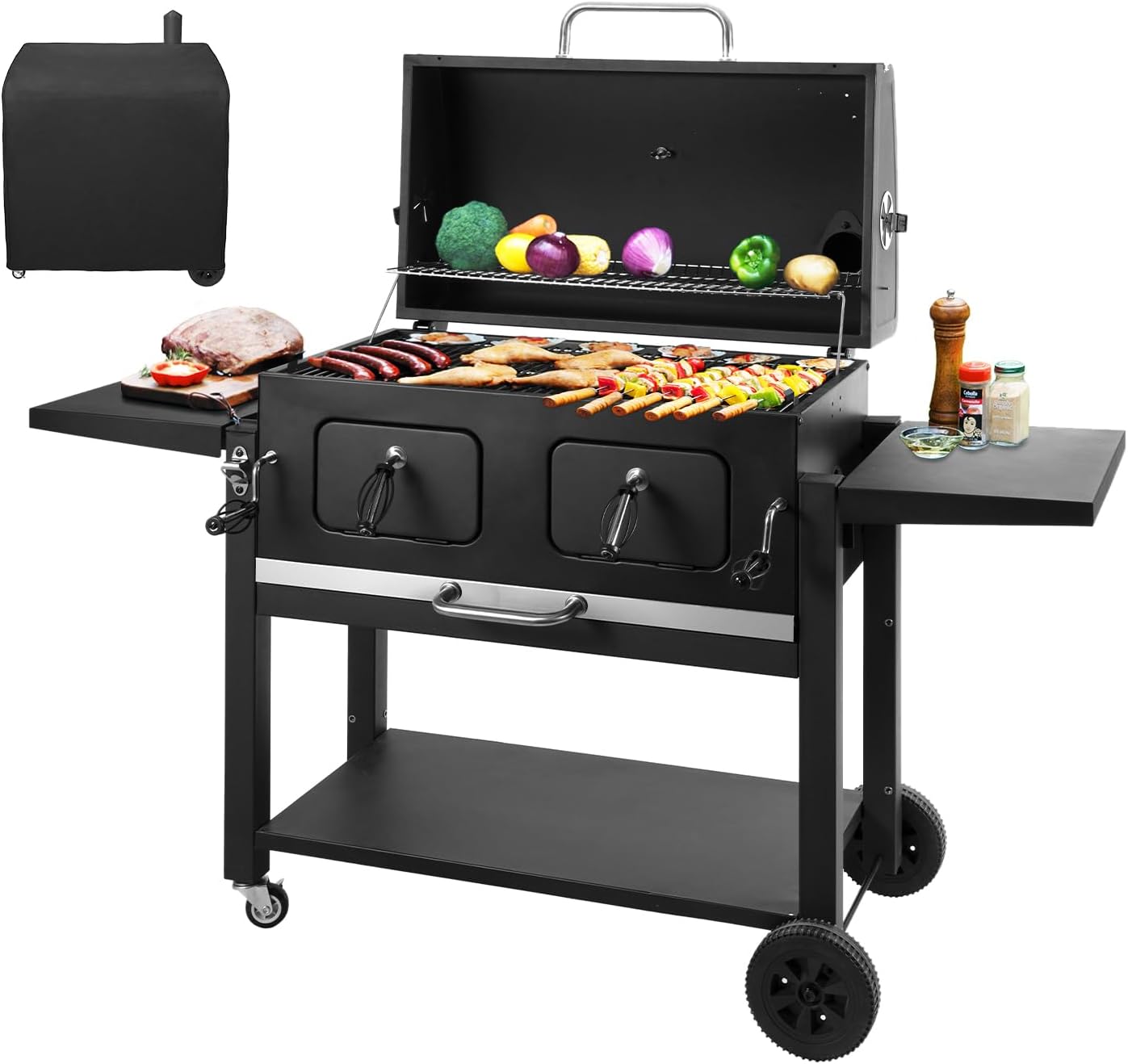 Fire Mountain Everest Pro Height Adjustable Premium Charcoal BBQ, Charcoal Barbecue Grill for ...