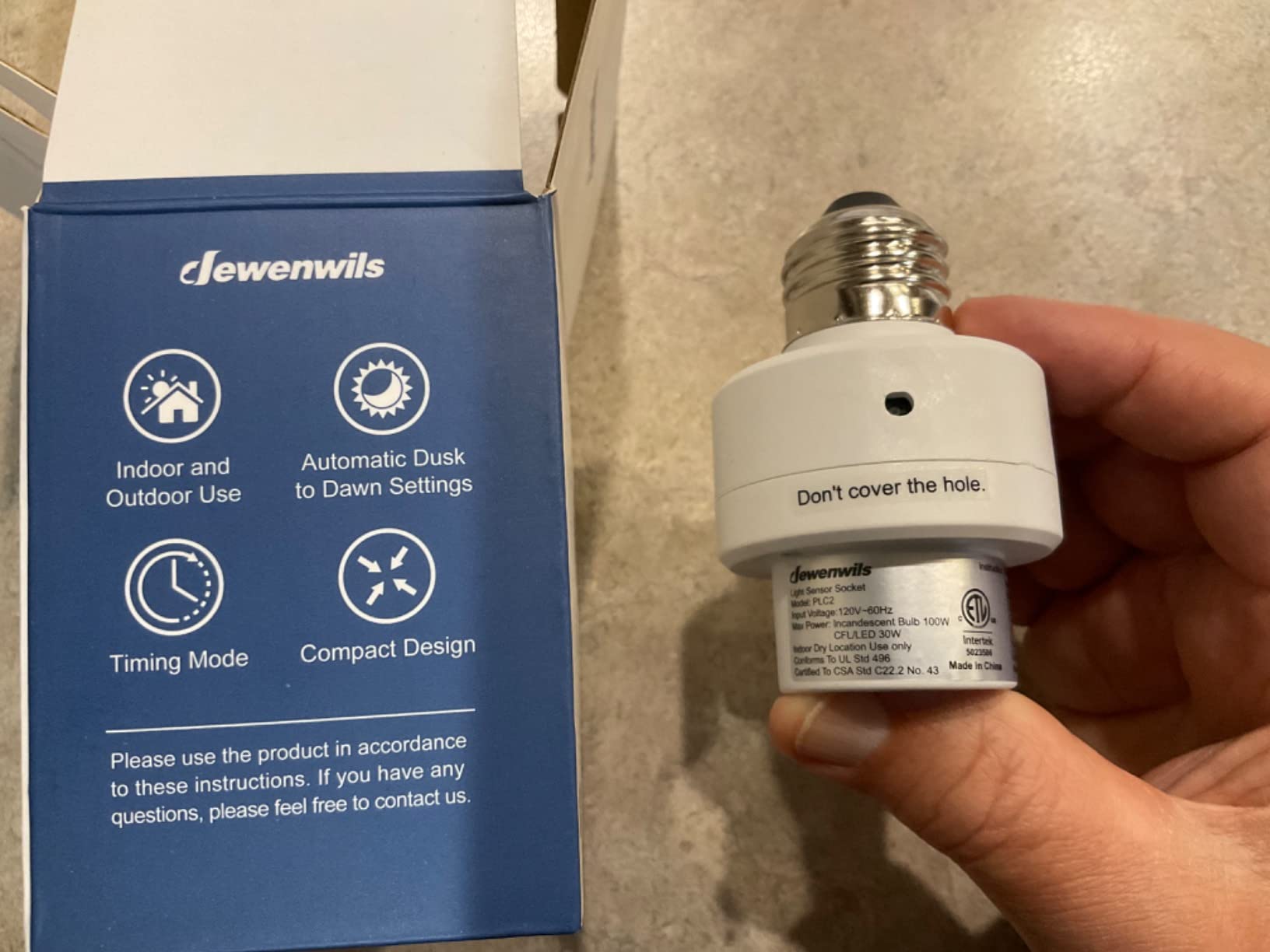 DEWENWILS Dusk to Dawn Light Bulb Sockets, E26 Light Sensor Socket with ...