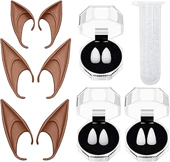 Amazon.com: Aislor Halloween Vampire Fake Teeth Elf Ears Fairy Pointed ...