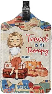 Amazon.com | Pawfect House Mothers Day Gifts for Mom, Travel is My Therapy Luggage Tag ...