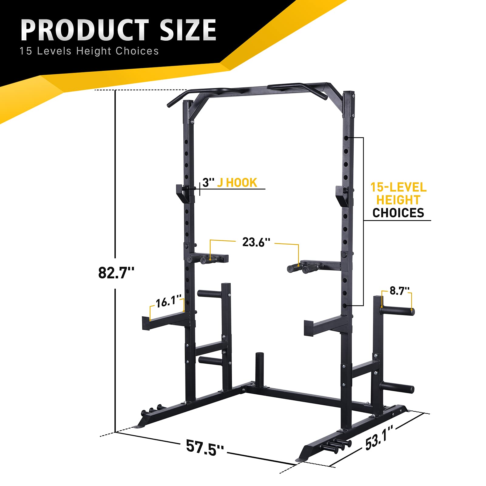 Mikolo Power Cage, 1000LBS Power Rack with LAT Pull Down and 360 ...