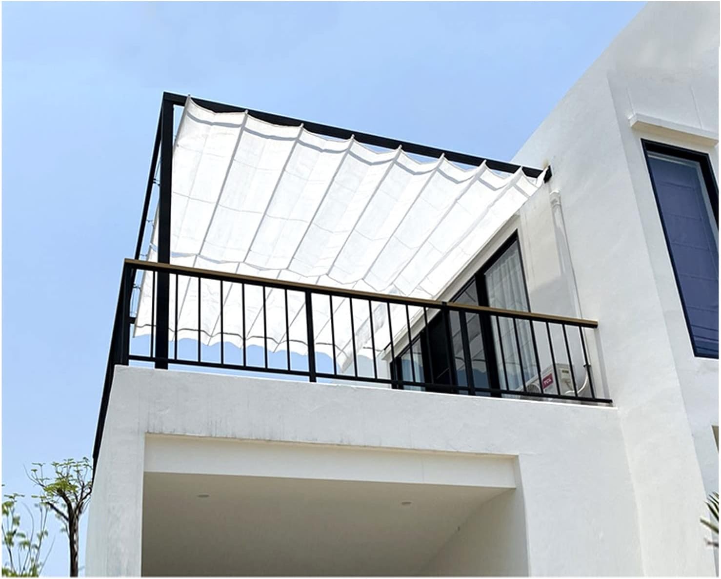 QWEASDF Sun Shade Sail, Retractable Wave Shade Sails, U Shaped Size ...