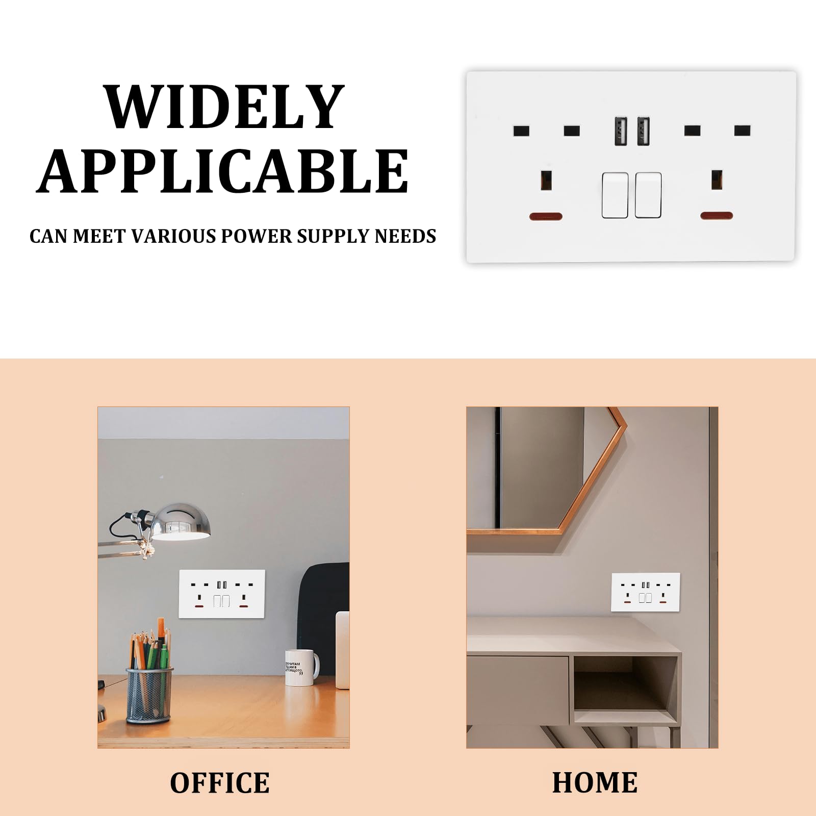 Konesky Double Socket, Switched Socket with Dual USB Charging Ports ...