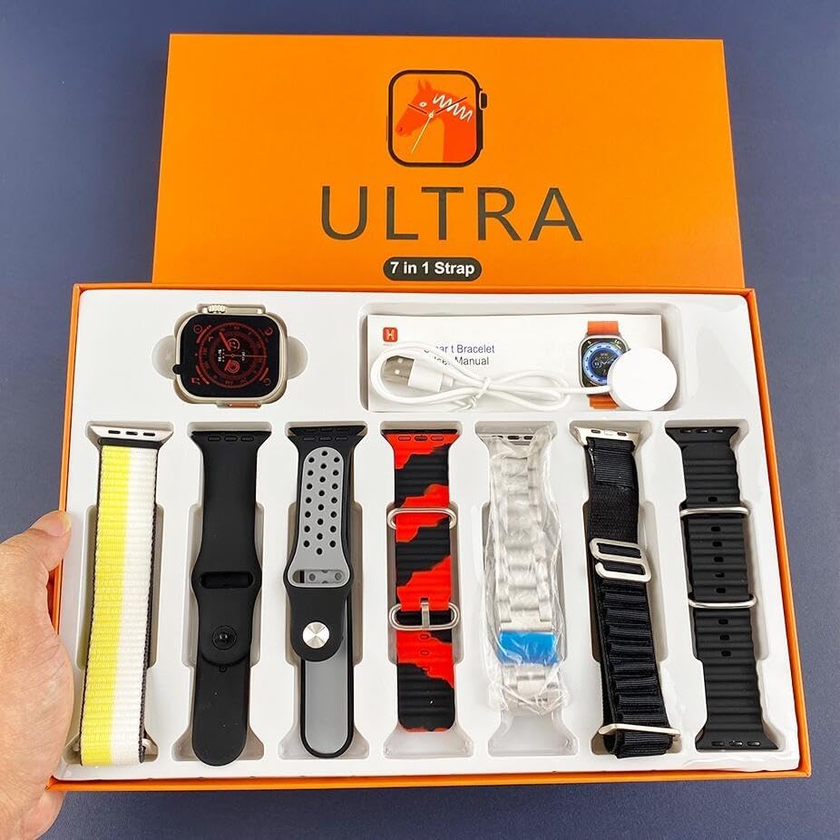 Smart Watch Ultra Set 7 en 1 Reloj Inteligente+ 7 Correas + Dispositivo ...
