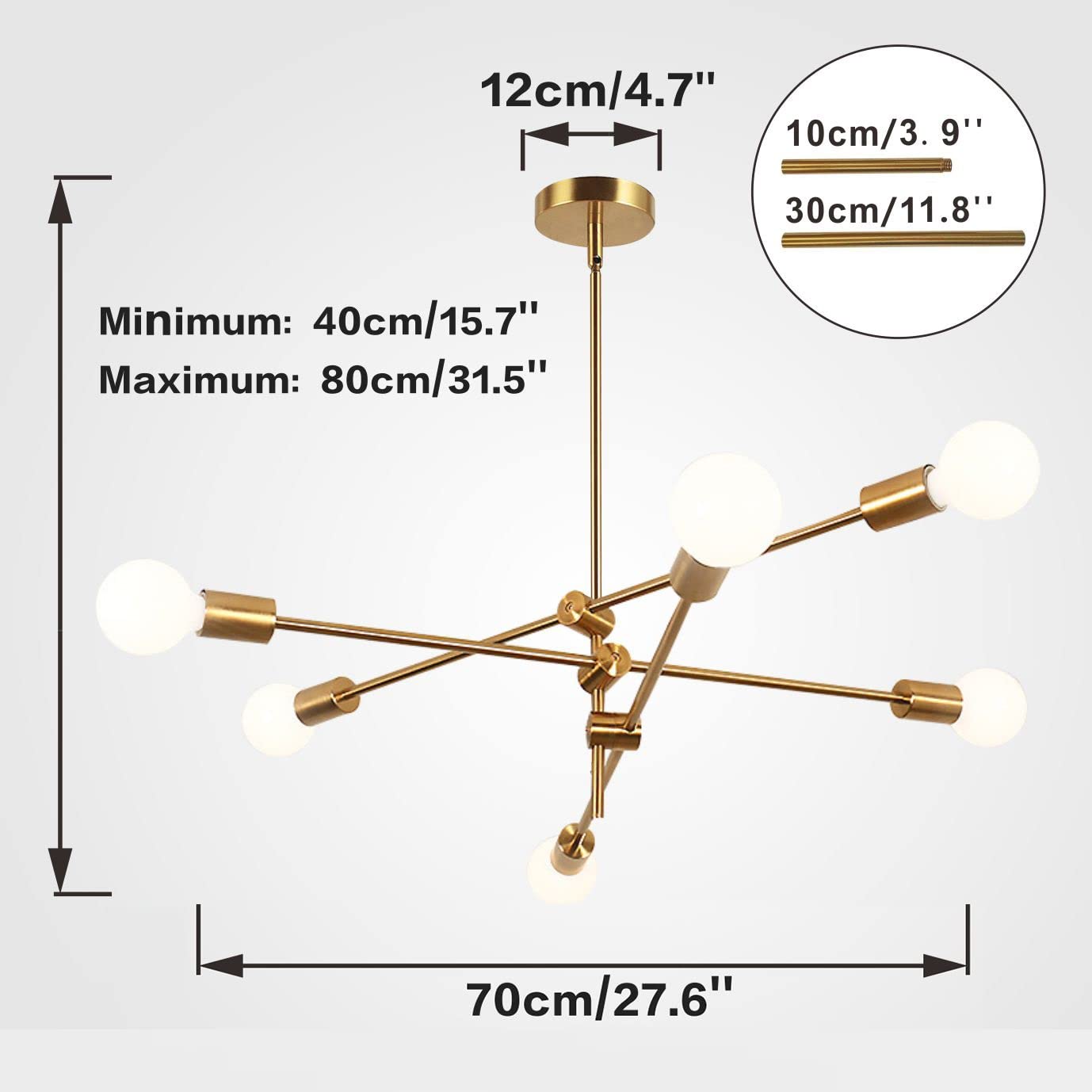 Snapklik.com : Modo Lighting Modern Chandelier 6-Light Pendant Sputnik ...