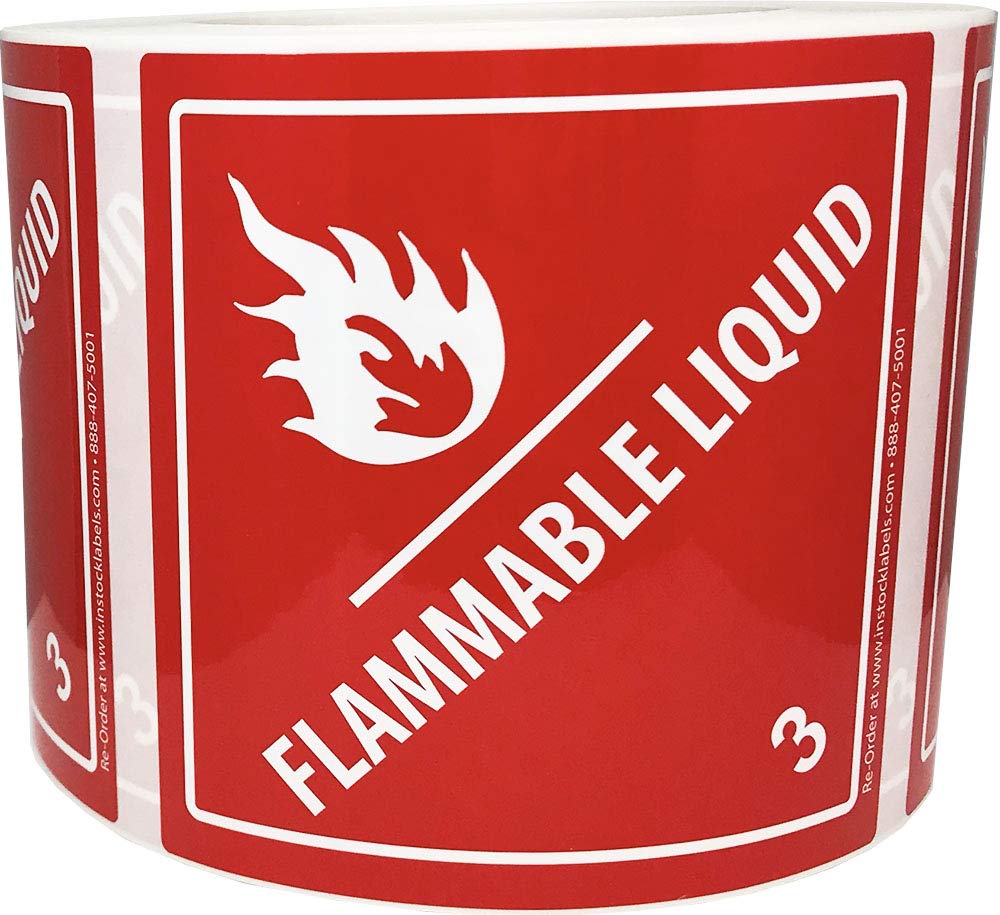 Buy Laminated Flammable Liquid Hazard Class 3 D.O.T Labels 4 x 4 Inch ...