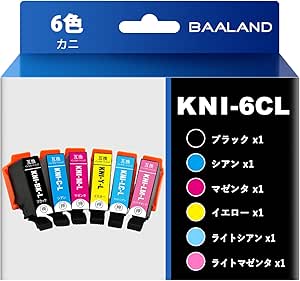 Amazon.co.jp: 【BAALAND】エプソン用 KNI-6CL-L 互換インクカートリッジ カニ 6色セット 増量 対応機種 EP-887AW EP-887AP EP-887AB ...
