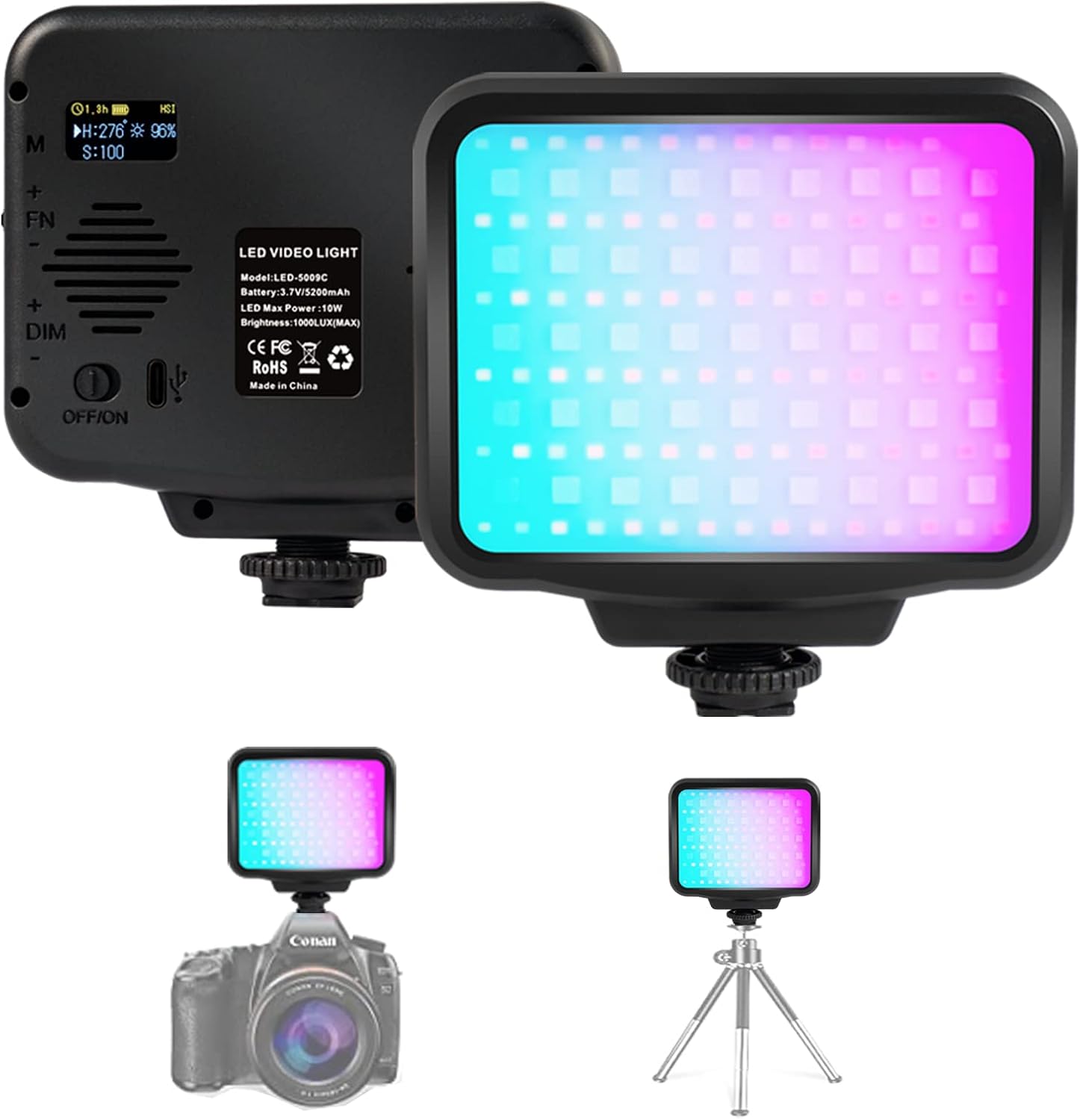 Amazon.com : 10W Power RGB Video Light, LED Color DSLR Camera Light ...