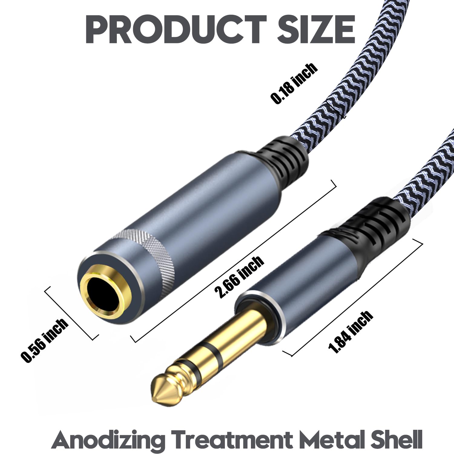 1/4 inch Extension Cable 60ft, 1/4" inch Male to Female Stereo ...