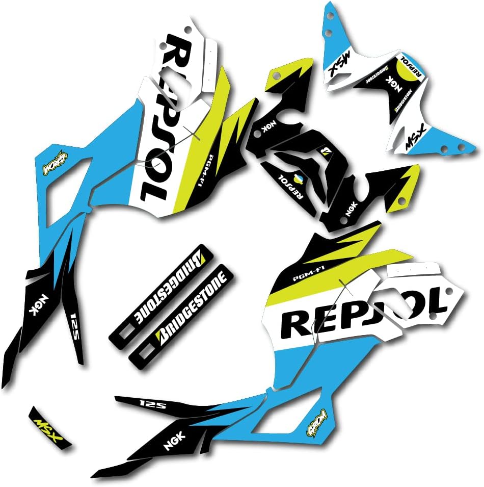 Amazon.com: Blue Green Repsol Graphics Fits Honda GROM 17-20 MSX125 ...