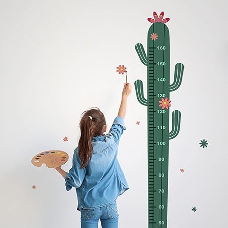 Cactus Growth Chart Wall Decals Height Measure Botanical Wall Stickers ...