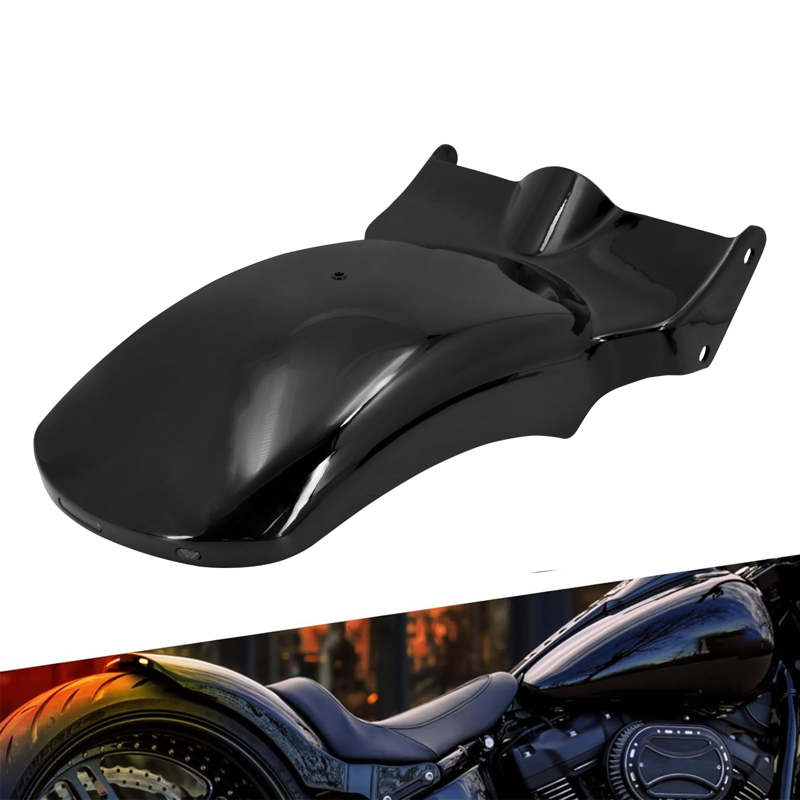Amazon.com: HCmotorku Motorcycle Rear Fender With LED Turn Signal Brake ...