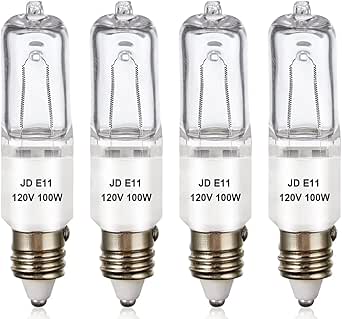 4 Pack JDE11 Bulb,120V 100W Halogen Candelabra Bulbs,T4 Mini Base JD ...
