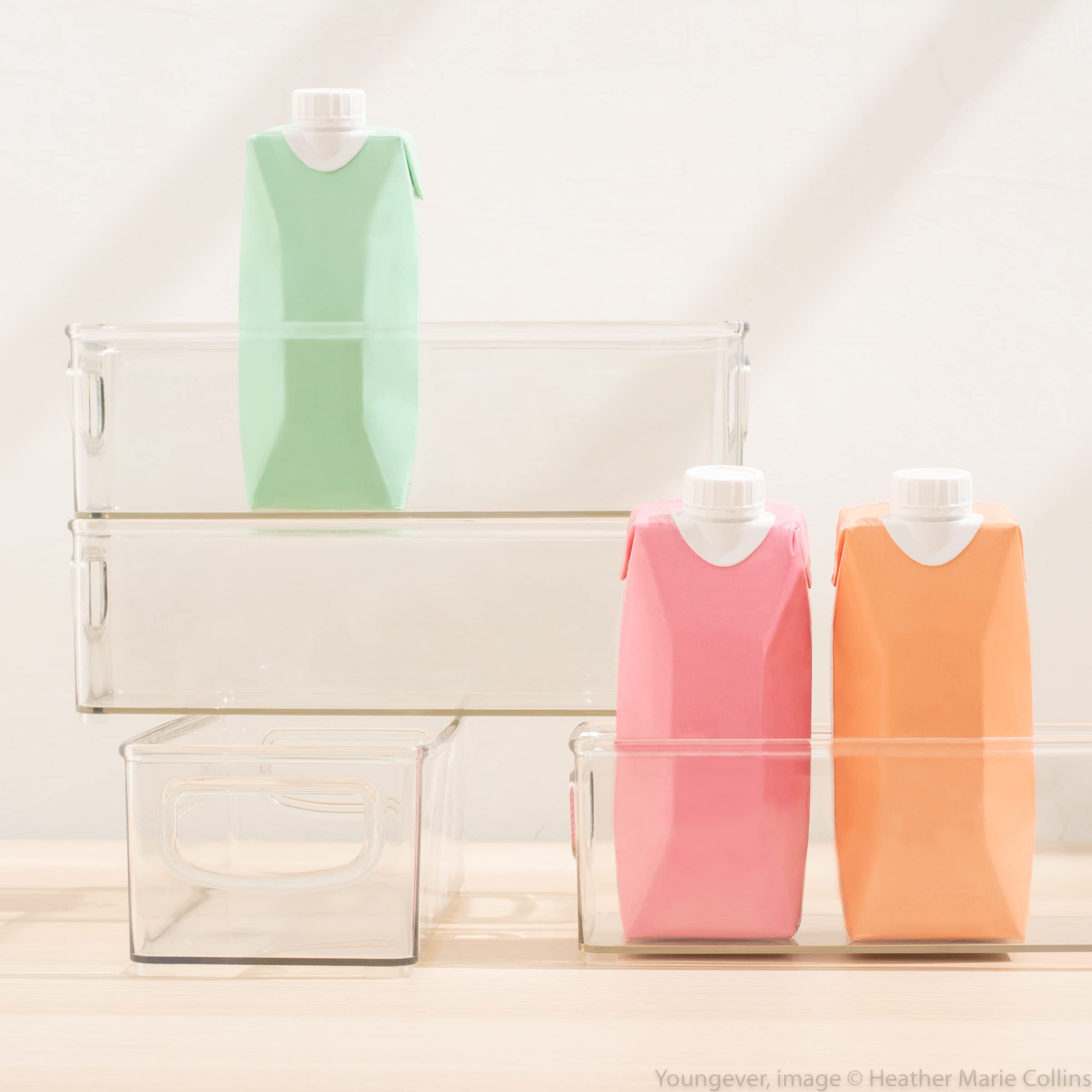 Youngever 4 Pack 25CM x 10CM x 7.5CM Re-usable Plastic Fridge Organiser ...