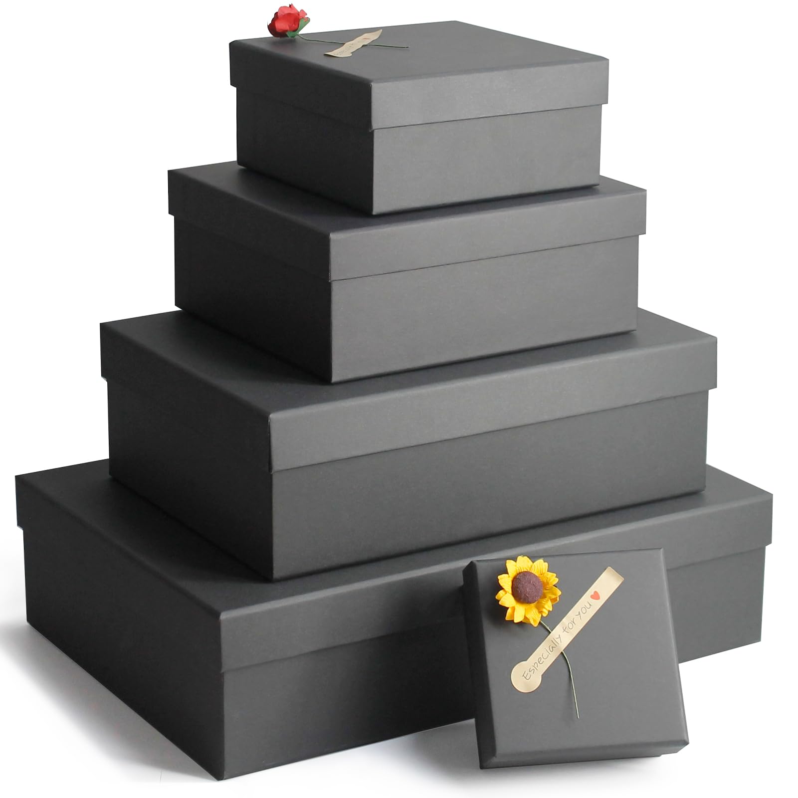 Amazon.com: Giftilious Black Gift Boxes, a Set of 5 Gift Boxes with ...