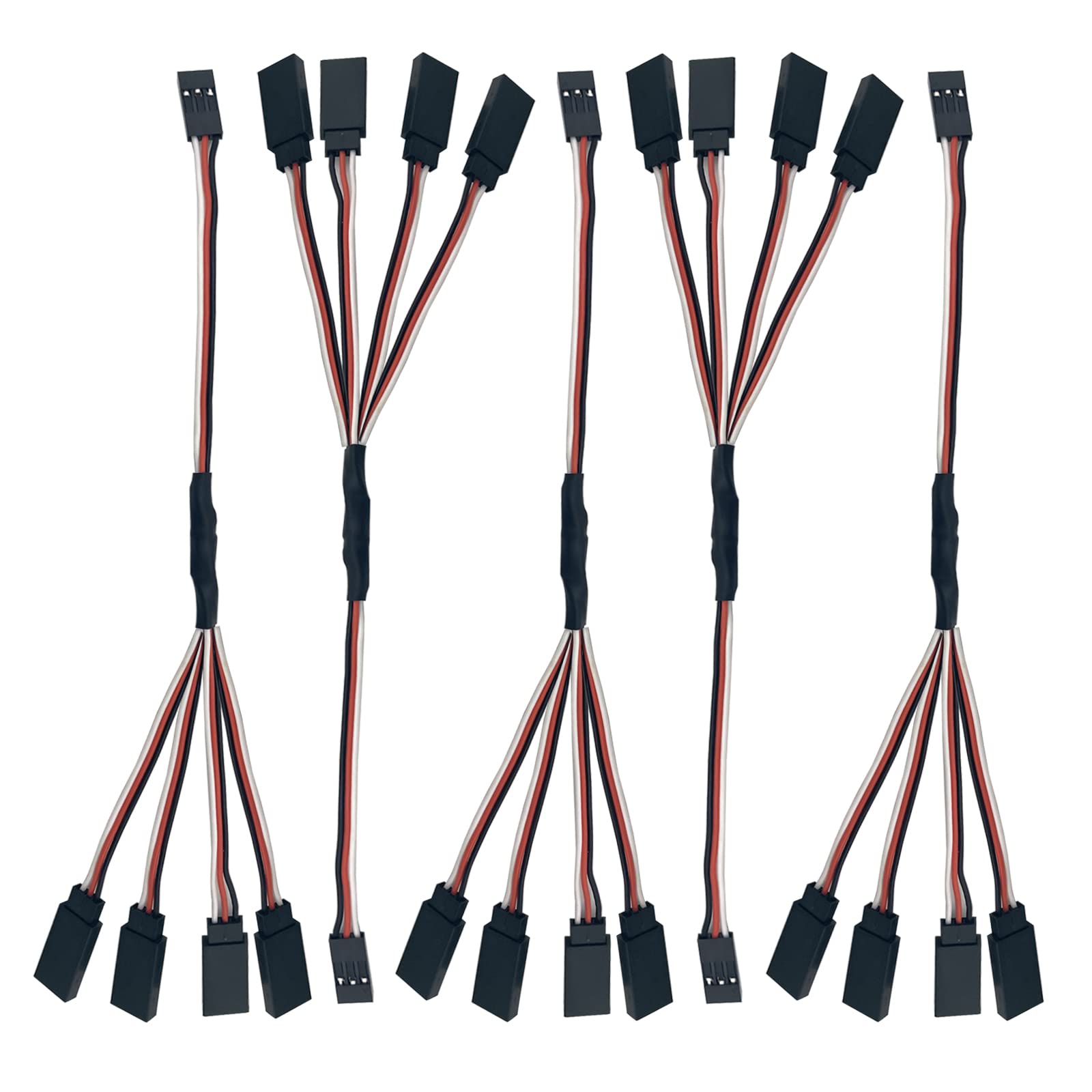 5pcs Jr Y Connector Servo Extension Cable 3 Pin Jr Plug Splitters 1 Male To 4