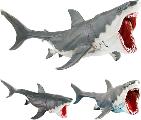 Amazon.com: NASSMOSSE Shark Figurines Movable Mouth Shark Toy ...