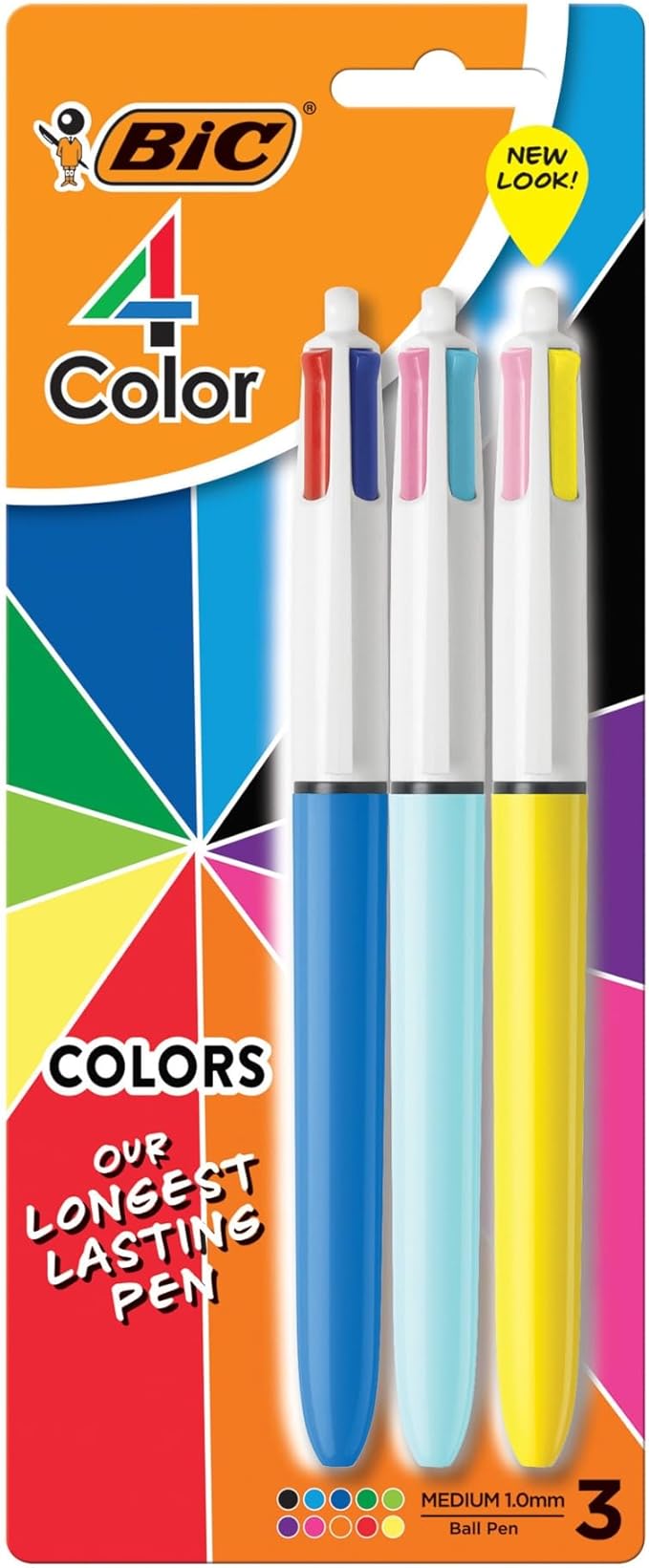 Amazon.com : BIC 4-Color Retractable Ballpoint Pens, Medium Point, 1.0 mm, Assorted Ink Colors ...