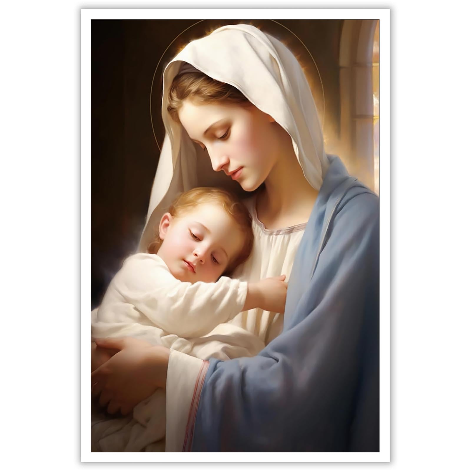 Amazon.com: Htdsks Jesus Nestled In Warm Embrace Of Virgin Mary Posters ...