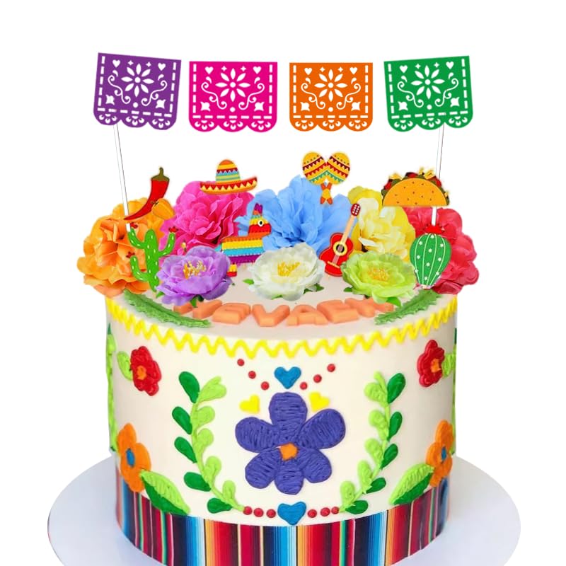 Snapklik.com : Mexican Fiesta Cake Topper Mini Mexican Papel Picado ...