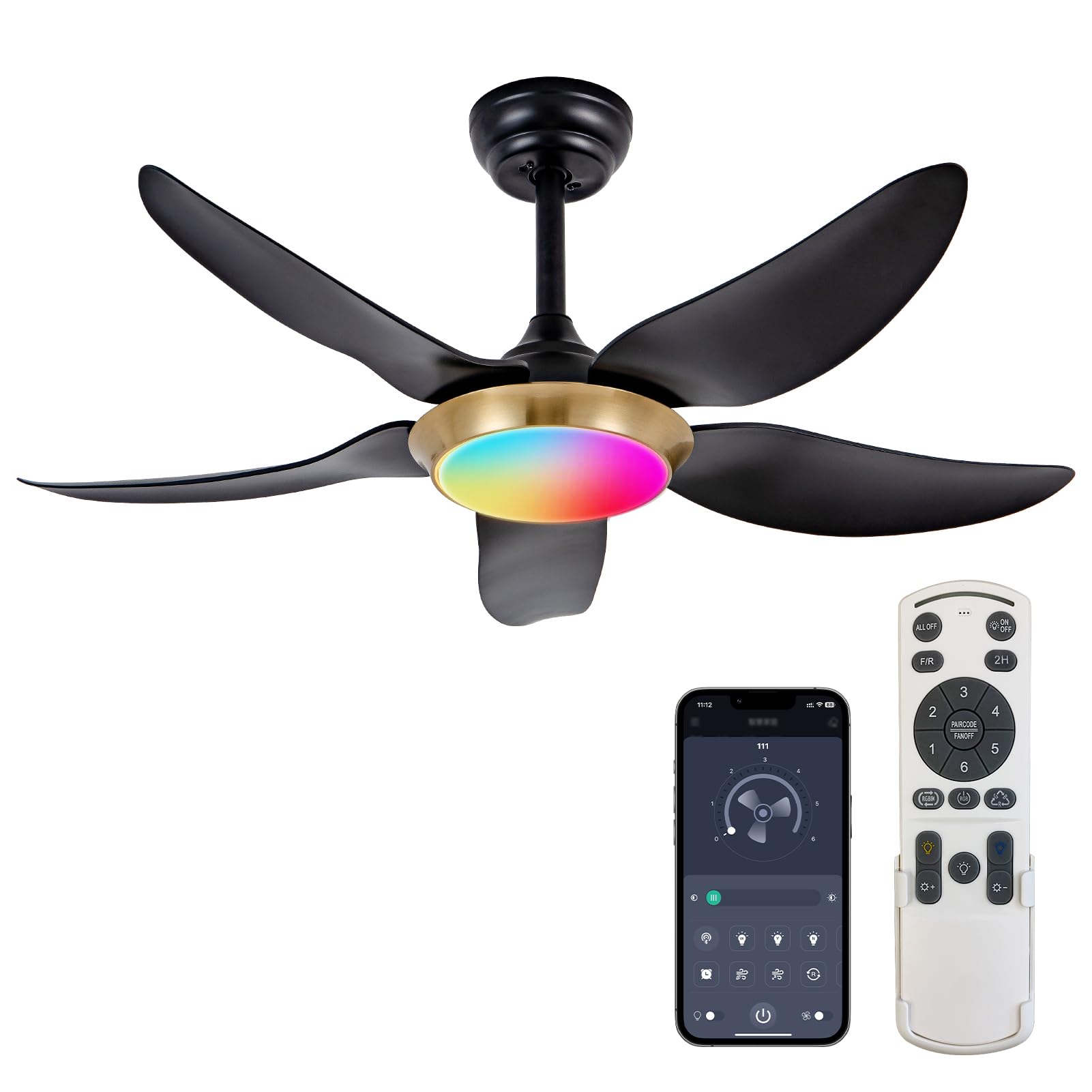 Liokoc Ceiling Fans with Lights with Remote & APP Control, 6-Speed ...