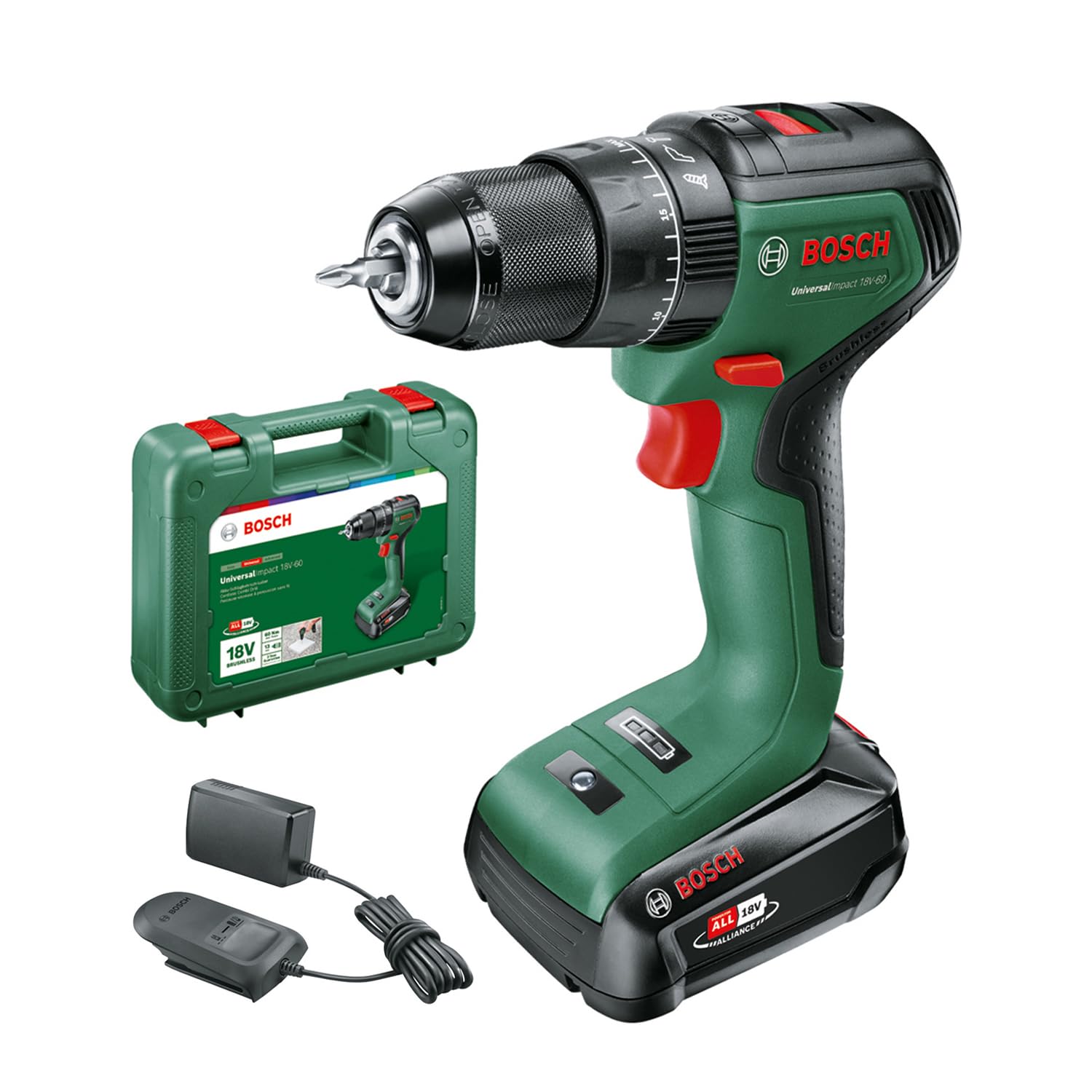 Bosch 18V Cordless Brushless Impact Hammer Drill Driver With 2.5Ah ...
