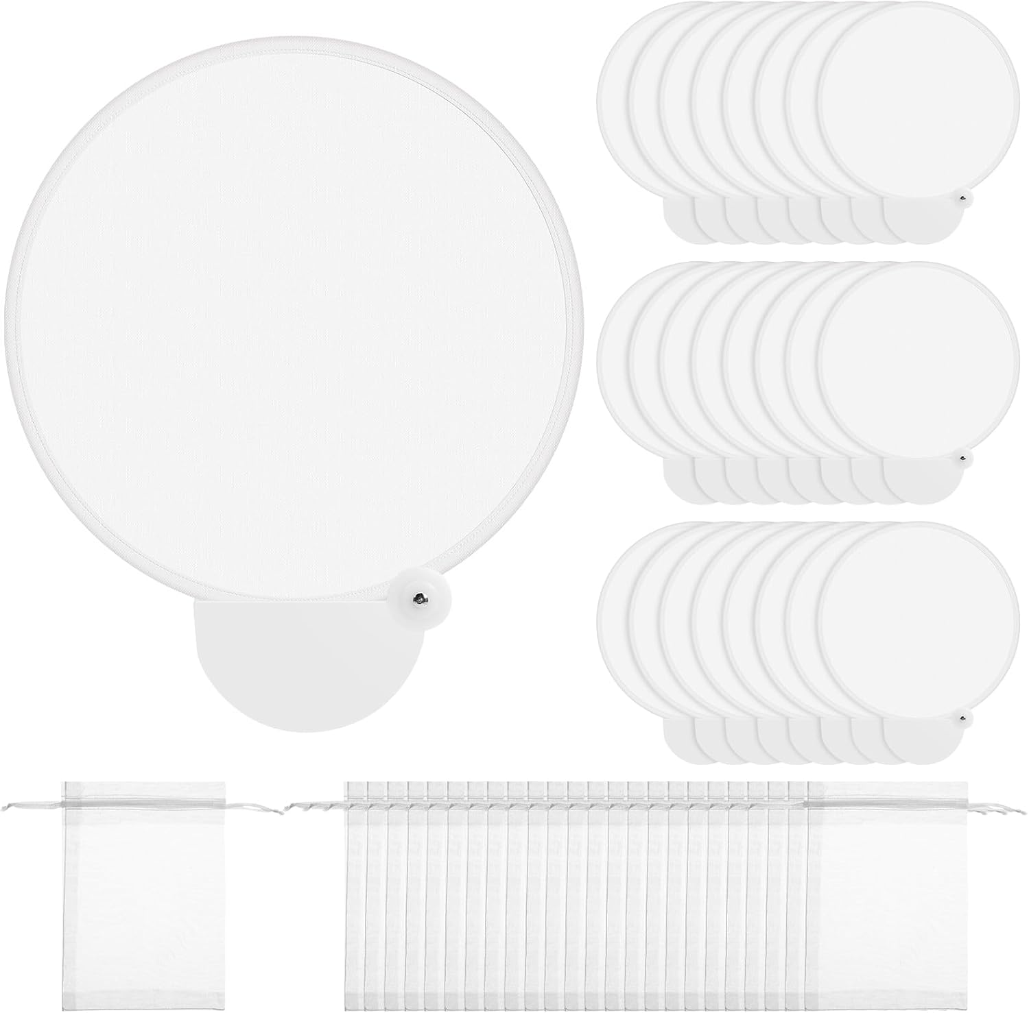 Amazon.com: Roowest 24 Pcs Round Foldable Fan with Bag Polyester ...