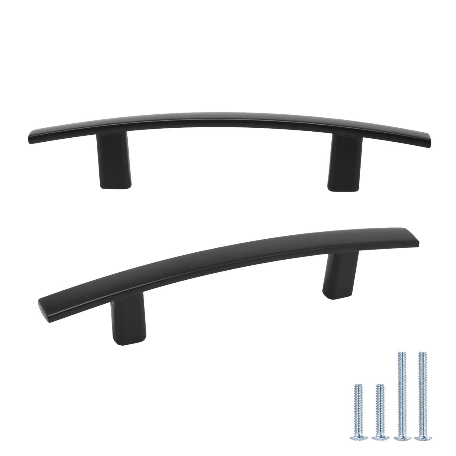 Probrico (25 Pack) Black Curved Cabinet Handles Modern Drawer Pulls 3 ...