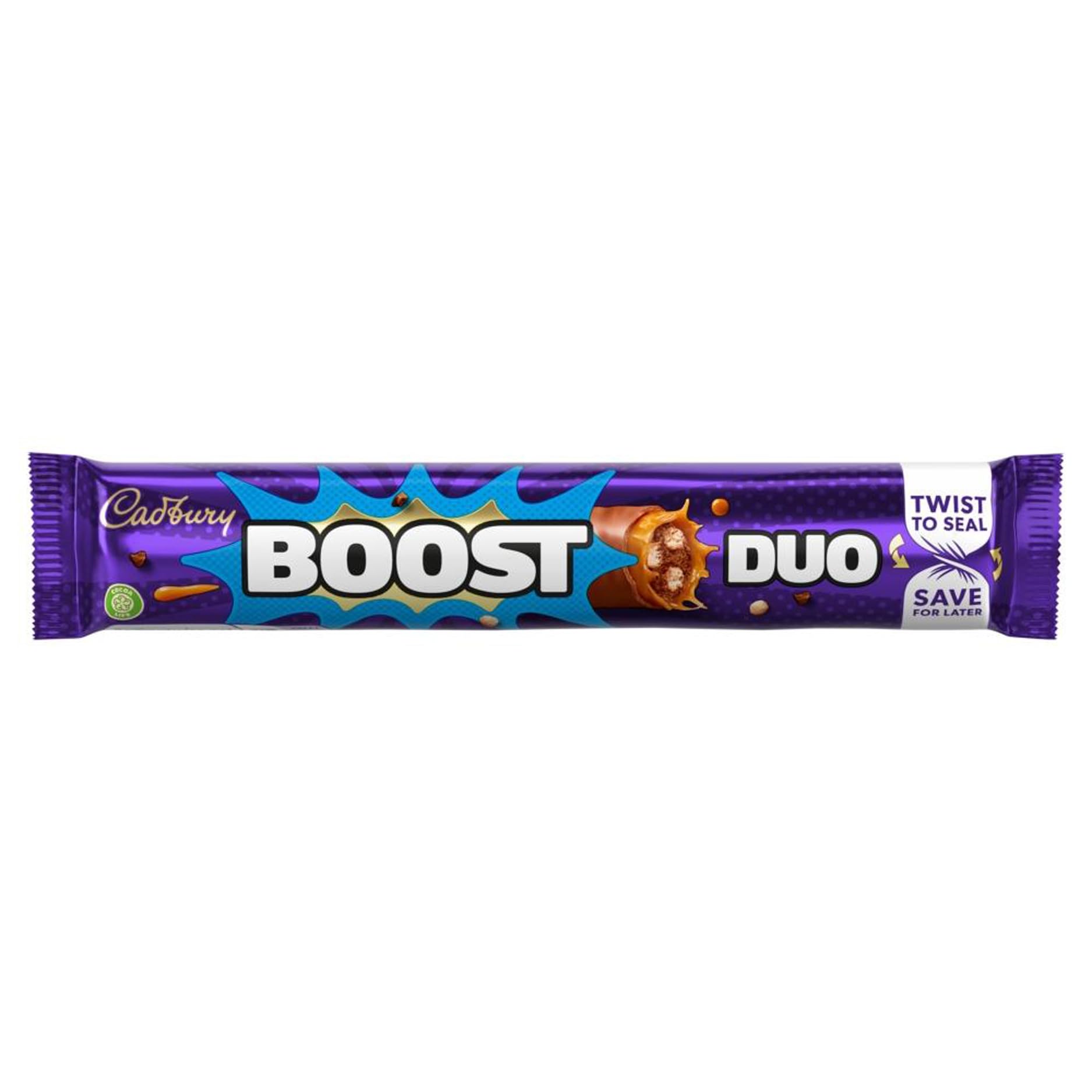 Cadbury Boost Duo Chocolate Bar, Milk Chocolate with Caramel and ...