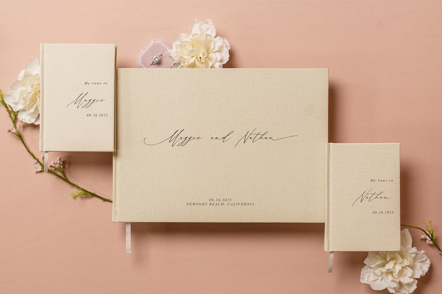 Amazon.com: Personalized Wedding Book Set with Guestbook Vow Books ...