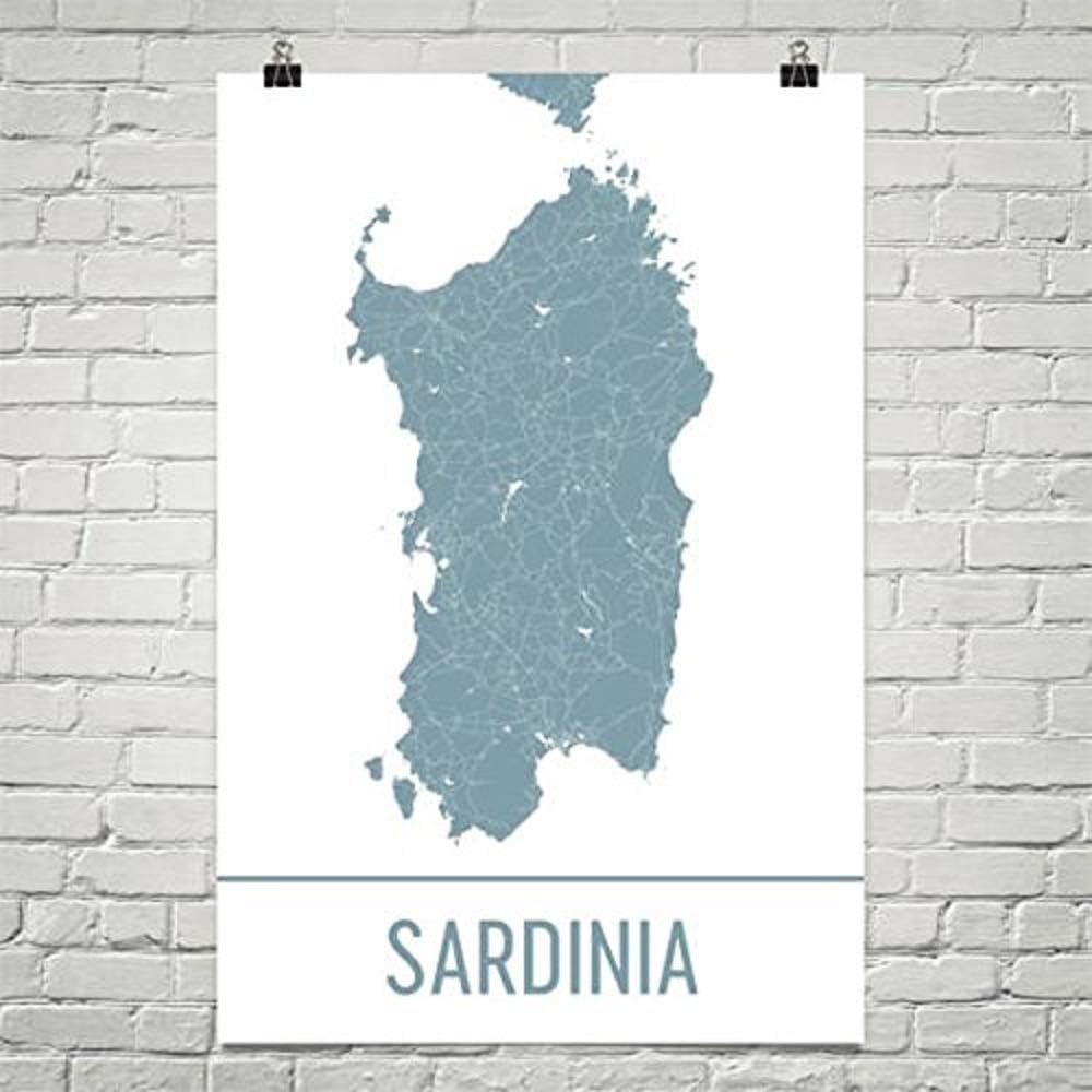 Amazon.com: Sardinia Map, Sardinia Art, Sardinia Print, Sardinia Island ...