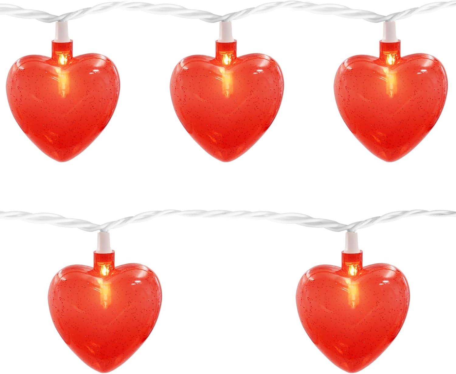Couah 8.5Ft Red Heart String Lights with 10 Red 3D LED Heart Lights ...