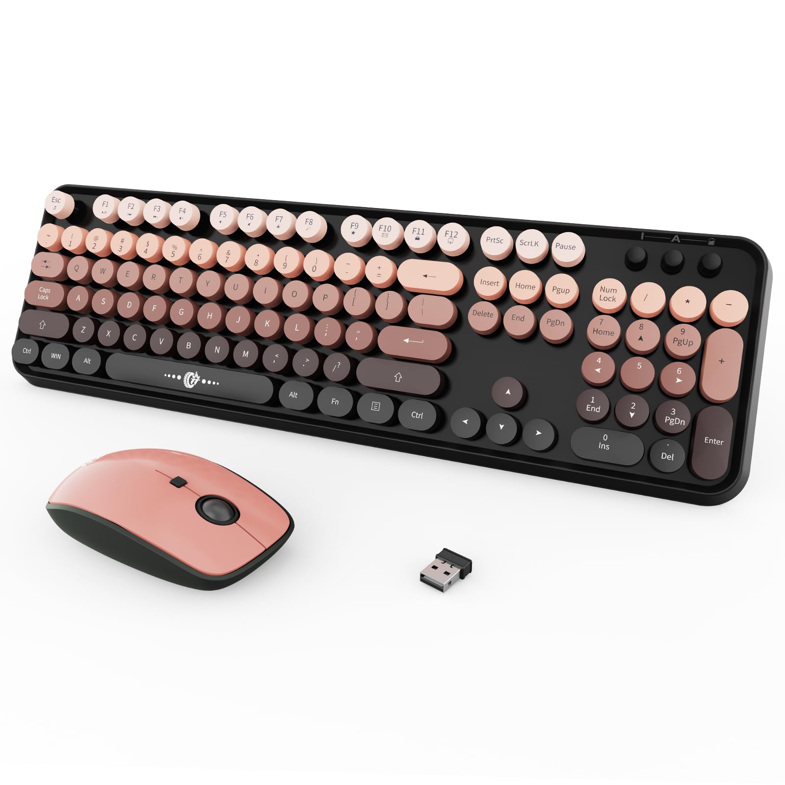 Amazon.com: Wireless Keyboard and Mouse Combo, 104 Round Keys Cute ...