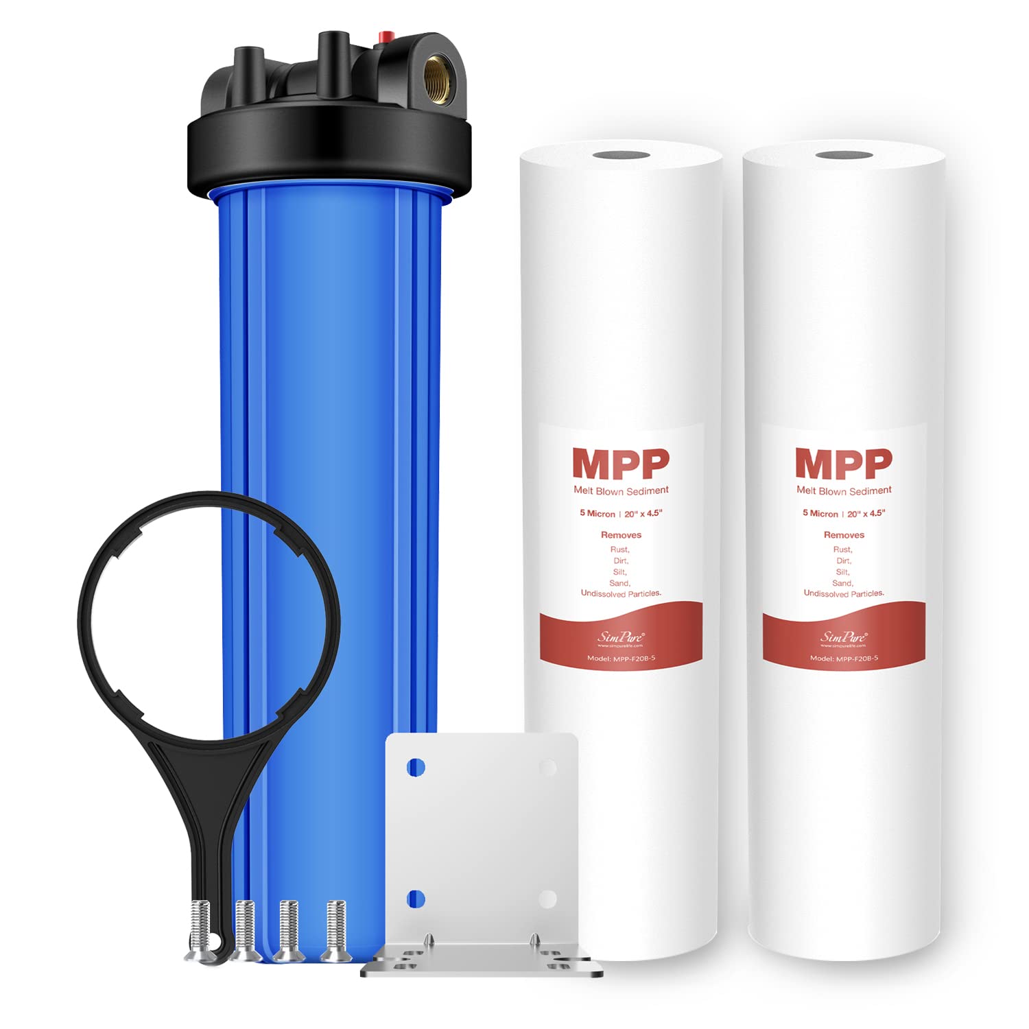 Amazon.com: SimPure 20 inch Water Filter Housing DB20P and 20" x 4.5 ...