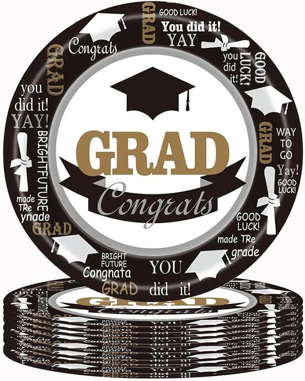 Amazon.com: HANSAMU Graduation Paper Plates Congrats Grad Disposable ...