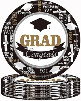 Amazon.com: HANSAMU Graduation Paper Plates Congrats Grad Disposable ...