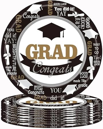 Amazon.com: HANSAMU Graduation Paper Plates Congrats Grad Disposable ...