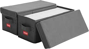 NUSWOR CD Storage Box with Lid - Stackable CD Organizer and DVD Case ...