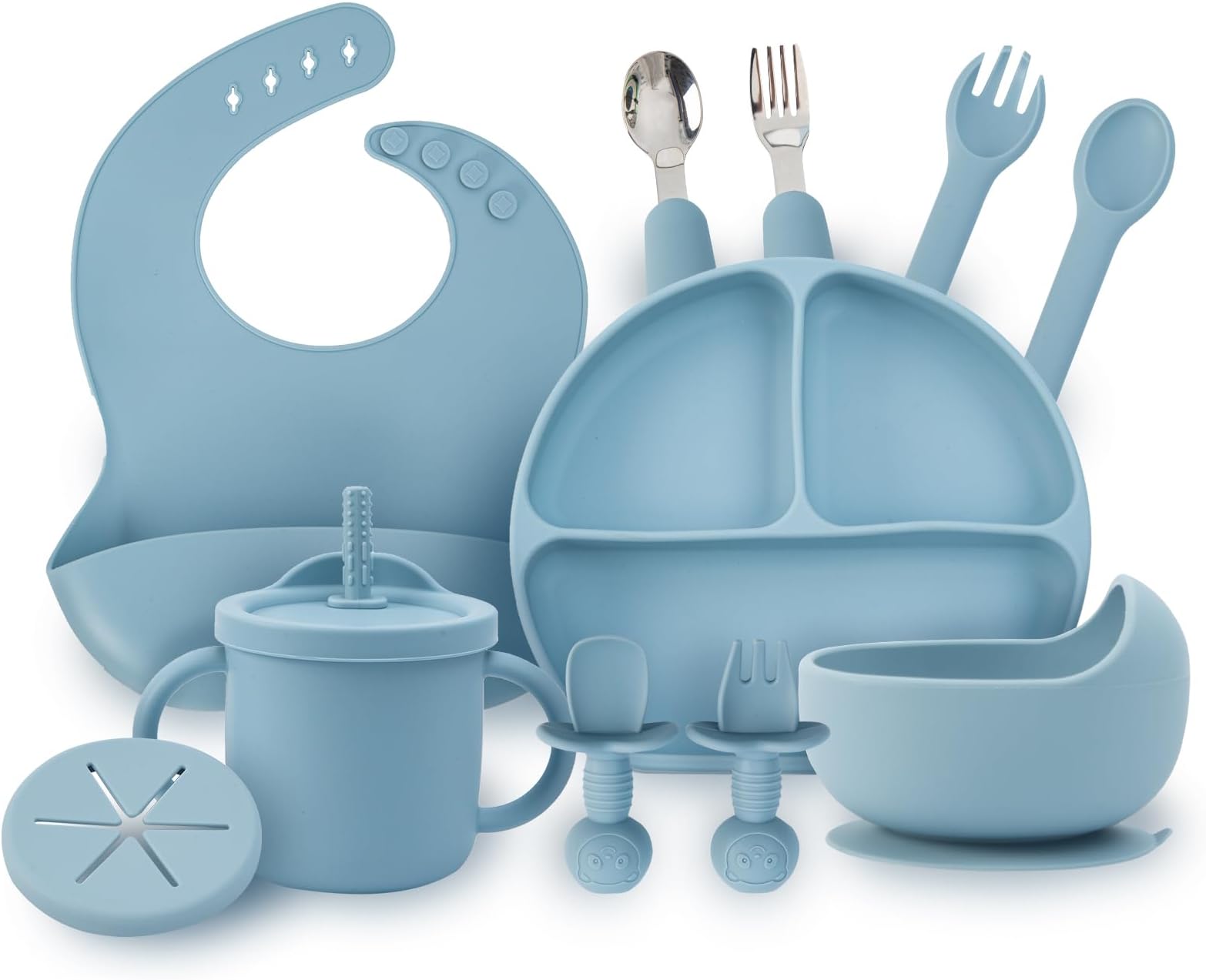 Amazon.com: Baby Silicone Feeding Set, 13PCS Baby Self Feeding Set ...