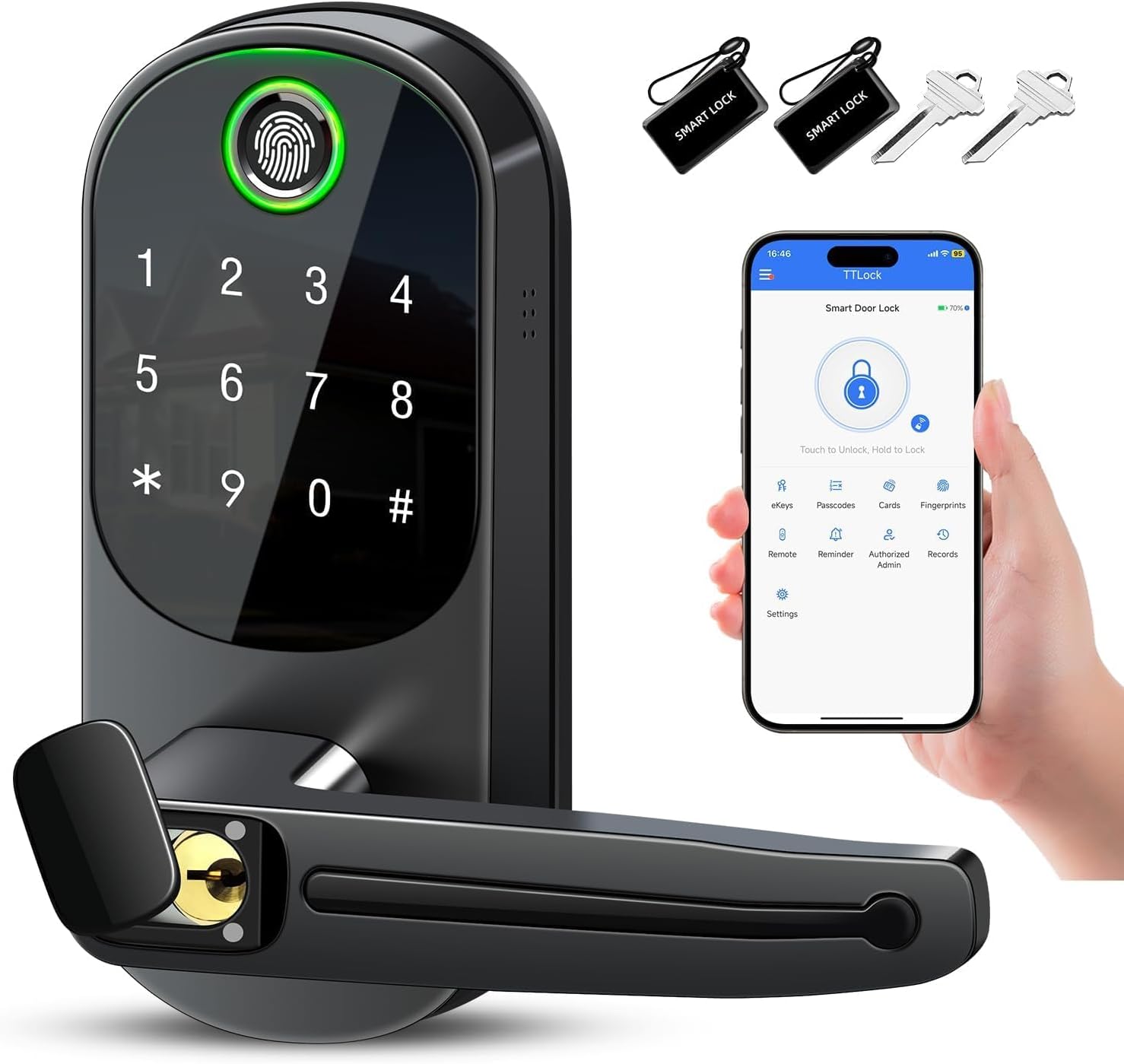 TEKXDD Smart Door Lock - Fingerprint Lock 5 in 1 Electronic Fingerprint ...